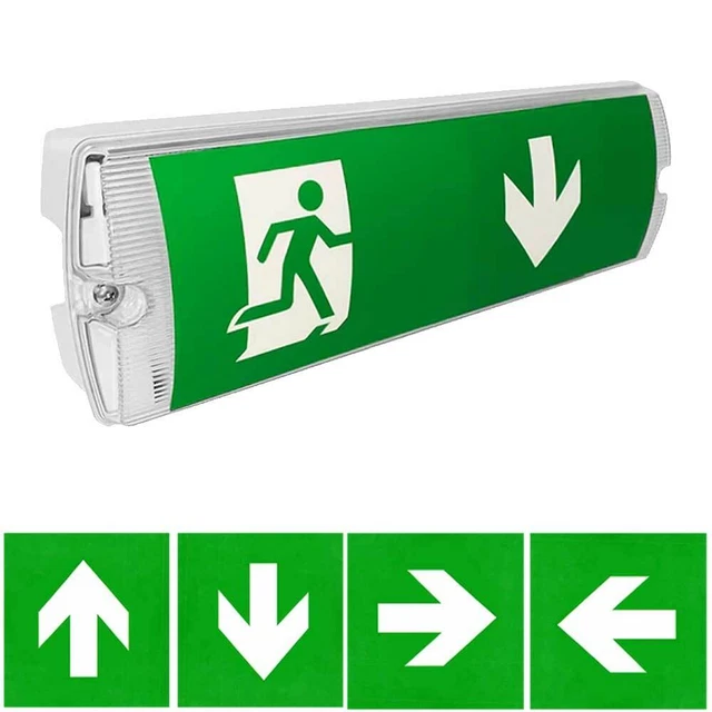 LED EMERGENCY LIGHT Bulkhead Exit Sign Maintained/Non Maintained Fire ...