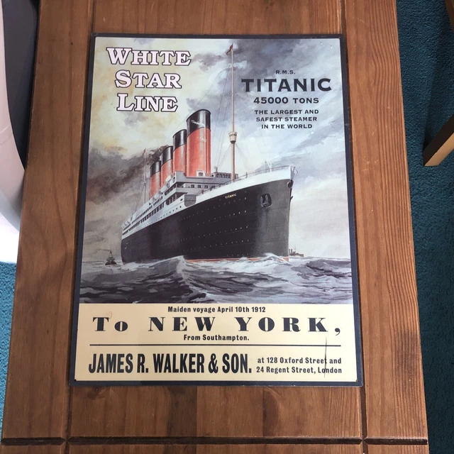 TITANIC METAL ADVERTISING sign of the RMS Titanic Atlantic transit ...