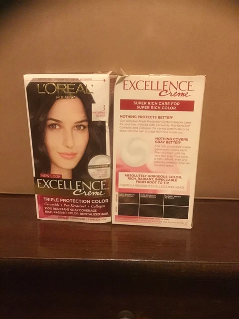 2 New Loreal Paris Excellence Creme Permanent Haircolor Natural Black