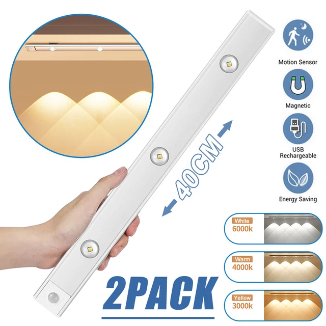 40CM LED UNDER Closet Light Motion Sensor USB Rechargeable Magnetic ...