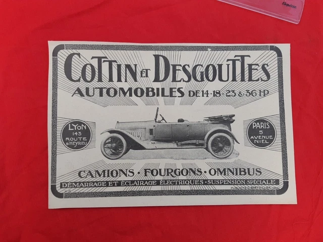 PUB PUBLICITÉ ANCIENNE Original ADVERTISING 3A AUTO COTTIN ET ...