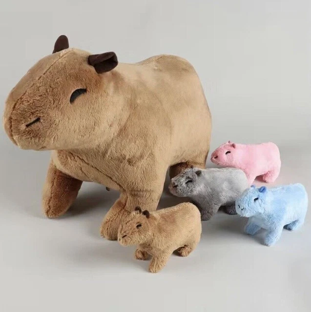 CAPYBARA FAMILY STUFFED Animal Mom/4 Babies Plush Cute Gift Toy Kids ...
