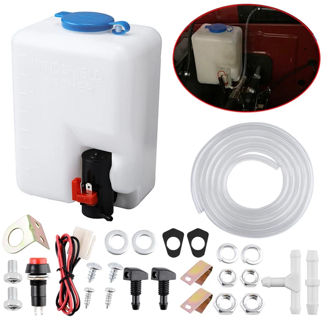 12V MINI UNIVERSAL Car Windshield Washer Bottle Reservoir Motor Tank ...