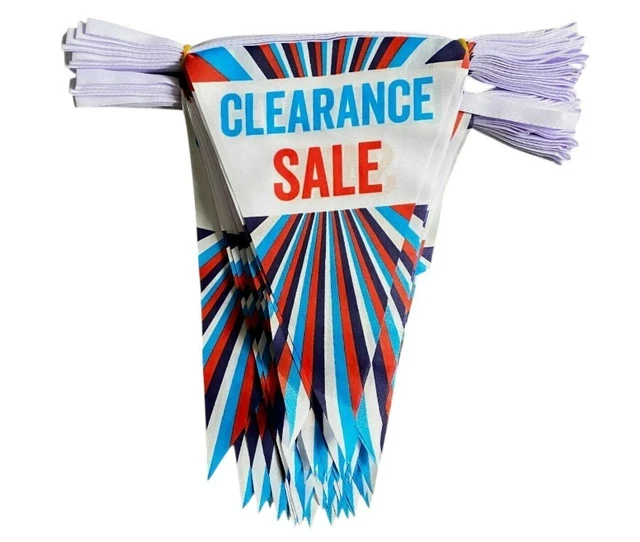 CLEARANCE SALE FLAG BUNTING TRIANGULAR 5 metres SHOPS STORES £12.99 ...