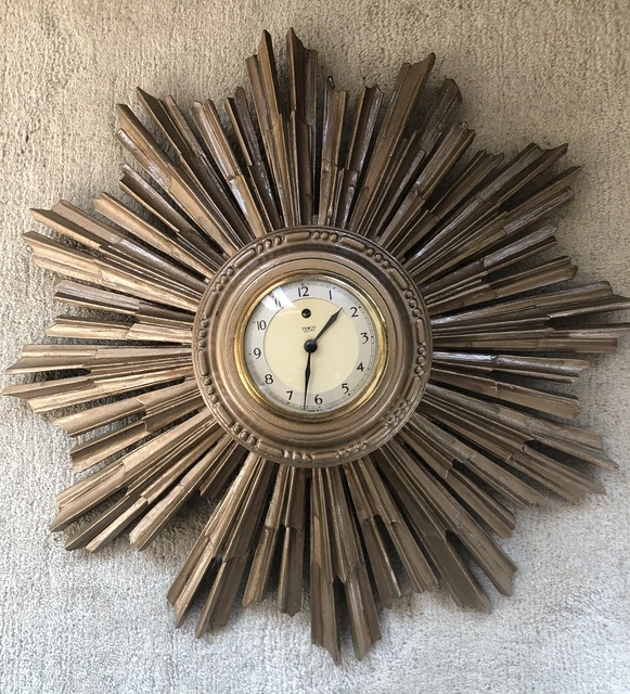ANTIQUE ART DECO Sunburst Wall Clock Wooden Frame $104.36 - PicClick AU