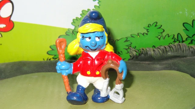 SMURFS JOCKEY SMURFETTE Smurf Horse Riding 20433 Rare Vintage Display ...