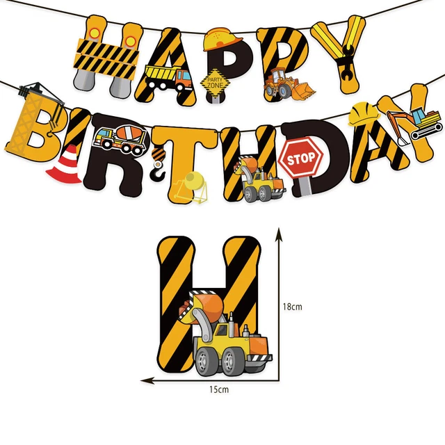 BAGGER HAPPY BIRTHDAY Geburtstagsdeko Luftballons Banner Kuchendeckel ...