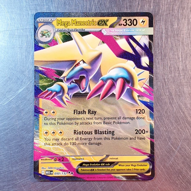 2025 MEGA EVOLUTION Mega Manectric Ex Card HOLO Double Rare 050/132 ...