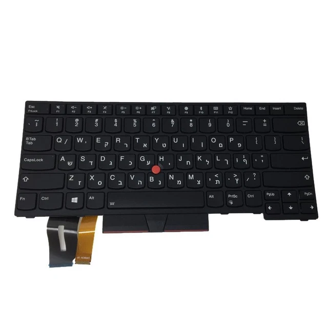 LENOVO BACKLIT KEYBOARD Black - Hebrew Layout (overlaid on Qwerty ...