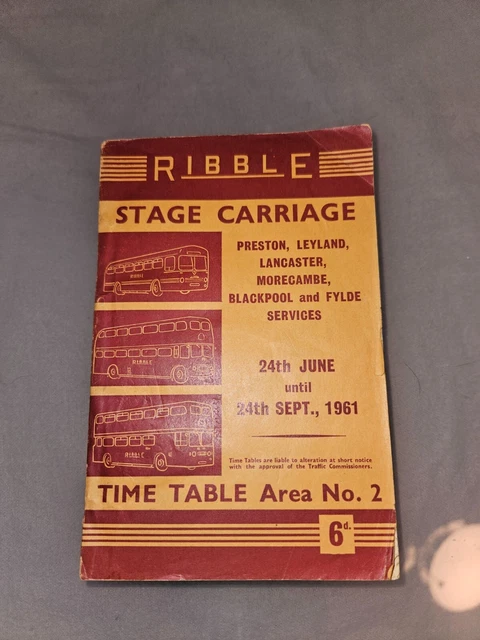 LANCASHIRE TRANSPORT RIBBLE Bus Services Transport Timetable 1961 RS7 ...