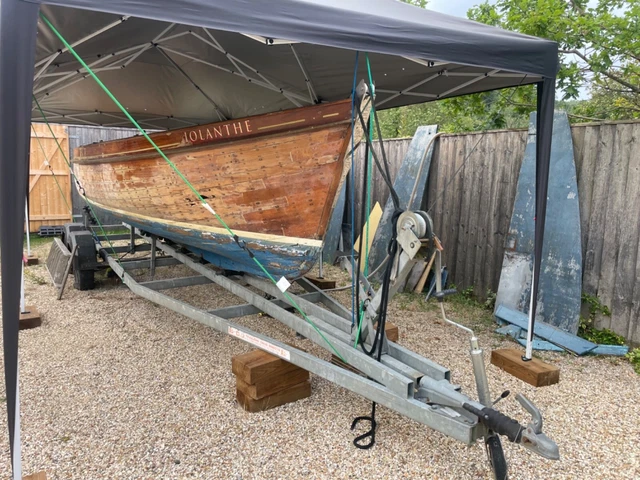 WOODEN THAMES OPEN Boat with trailer mahogany river launch project £ ...
