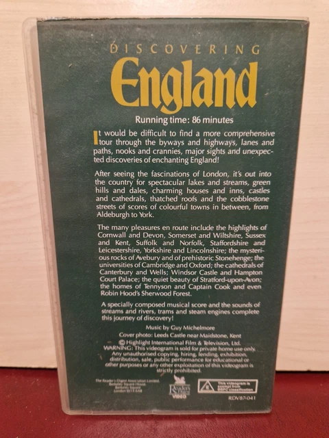 DISCOVERING ENGLAND - PAL VHS Video Tape - NEW SEALED (T80) £1.99 ...