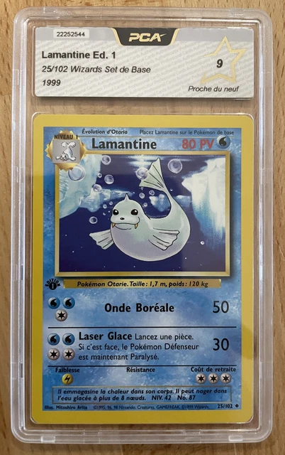 CARTE POKÉMON LAMANTINE 25/102 Édition 1 PCA 9 Set de Base Wizards EUR ...