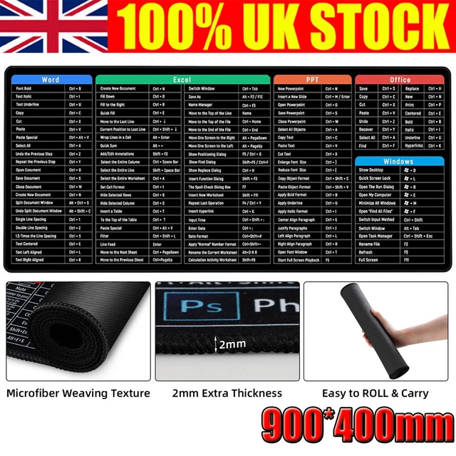 QUICK KEY EXCEL Shortcuts Cheat Sheet Office Large Mouse Pads Keyboard ...