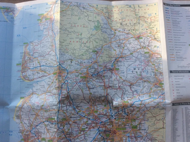 VINTAGE PHILIPS FOLD Out Road Wall Map N Wales Lancashire 4 miles to 1 ...