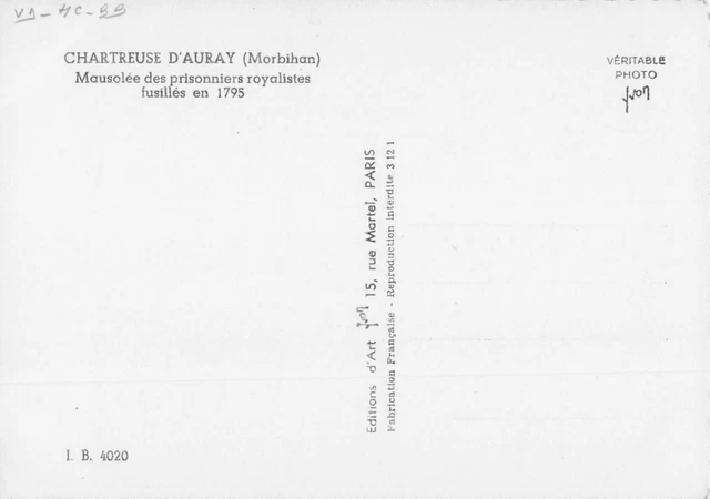 56 AURAY CHARTREUSE D Auray Mausolee Des Prisonniers Royalistes Fusill ...