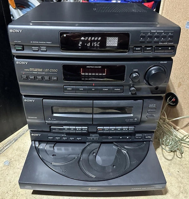 VINTAGE SONY LBT-D550 Stereo System CD Changer 5 Disc Dual Cassette ...