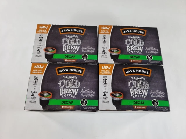 JAVA HOUSE COLD Brew Coffee Liquid Pods Medium Roast Decaf 48 Pods EXP ...
