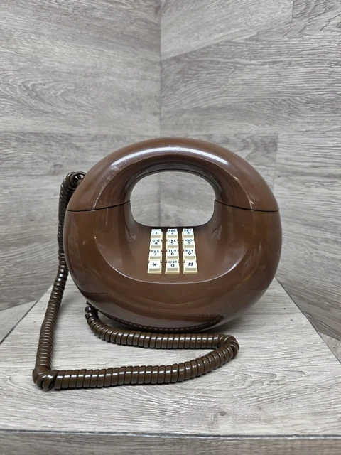 VINTAGE 70’S WESTERN Electric Brown Sculptura Donut Telephone Tested ...