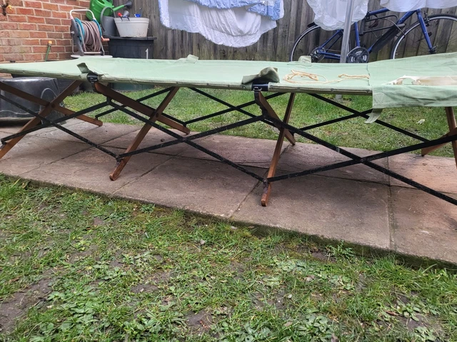WW2 BRITISH MILITARY Canvas Campaign Folding Camp Bed £125.00 - PicClick UK
