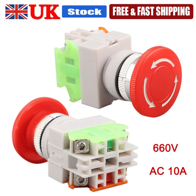 EMERGENCY STOP PUSH Button Switch 660V AC 10A Switch Equipment Self ...
