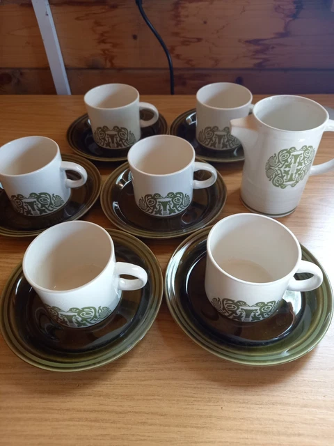 6 X VINTAGE ARKLOW pottery Ireland Celtic Tree of Life cups & saucers ...