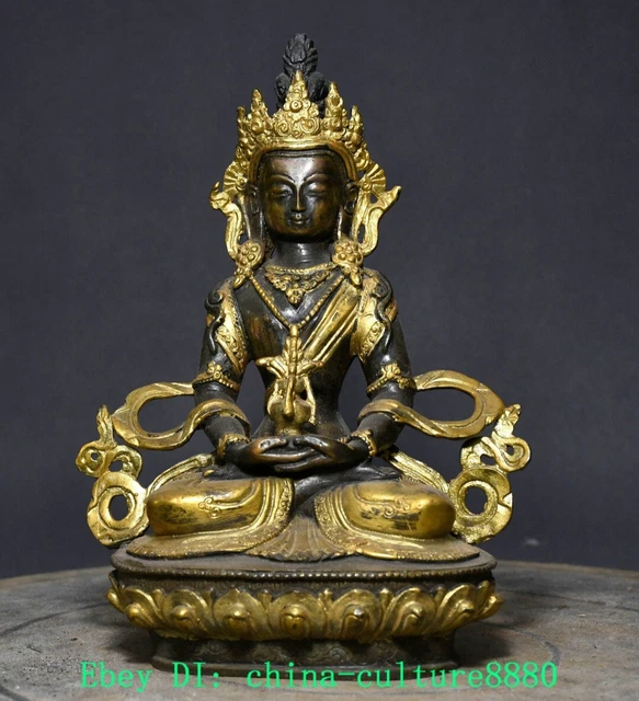 8 &VIEUX BRONZE tibétain doré sans mesure déesse de la vie Lotus Bouddha EUR 216,00 - PicClick FR