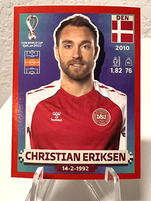 PANINI 2022 FIFA World Cup Qatar Christian Eriksen Sticker Red Parallel ...