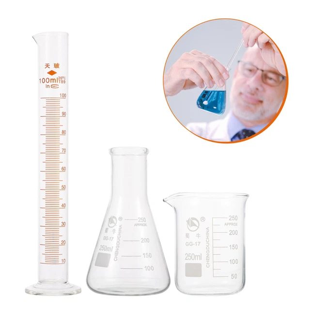 GLASS MEASURING CYLINDER Graduated Laboratory Device Pipette ...