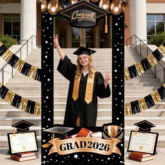 PREMIUM POLYESTER FABRIC Graduation Backdrop For 2026 Ceremony Group ...
