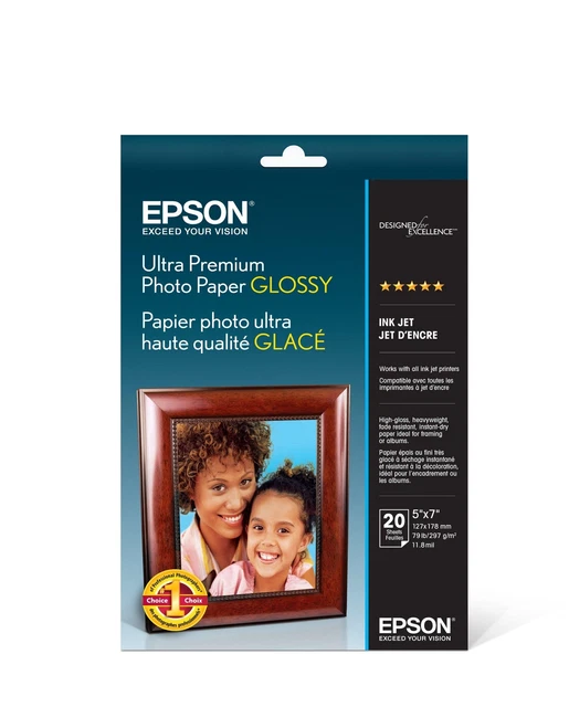 EPSON ULTRA PREMIUM Photo Paper GLOSSY (5x7 Inches, 20 Sheets) (S041945 ...