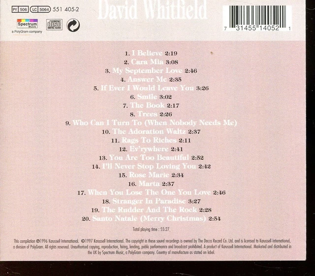 DAVID WHITFIELD / The Very Best Of £1.50 - PicClick UK