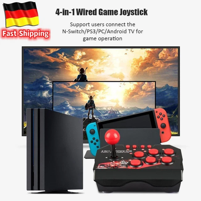 4-IN-1 RETRO ARCADE Game Joystick Station USB Wired TURBO Rocker ... 4-IN-1 RETRO ARCADE Game Joystick Station USB Wired TURBO Rocker ...