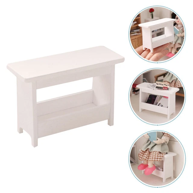 WOOD MINI STOOL Mini Wooden Vertical Storage Cabinet Miniature Ornament ...