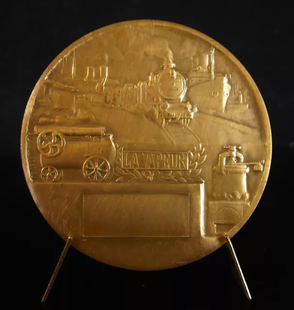 MÉDAILLE INVENTION MACHINE à vapeur Train 1981 sc R LAMOURDEDIEU chemin ...