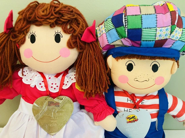ROSIE AND TERRY Rags Vintage Rag Doll Set Red Hair Yarn 1990s Limited ...
