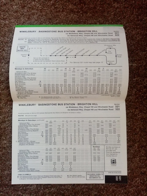 HAMPSHIRE BUS 1986 Bus Timetable & Route Map - Basingstoke Area ...