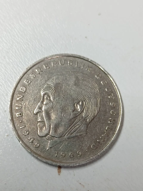 2DM 1971J, GELD, Deutsche Mark,Kopf Konrad Adenauer, Adler, Basteln ...
