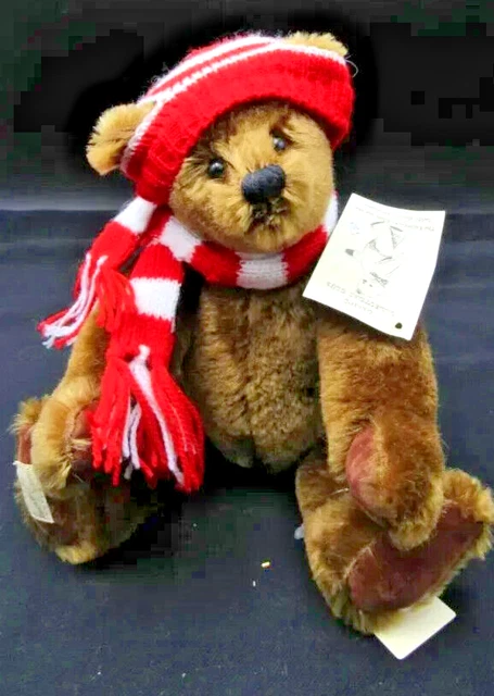 MOHAIR TEDDY BEAR KEVIN Dean's Rag Book 62 Red Knit Hat Scarf Collector ...
