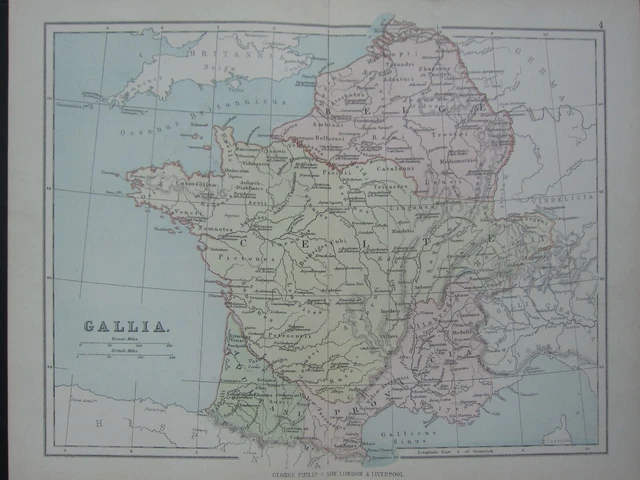 1872 CARTE ~ Gallia France Celte Belgae Aquitani EUR 19,71 - PicClick FR