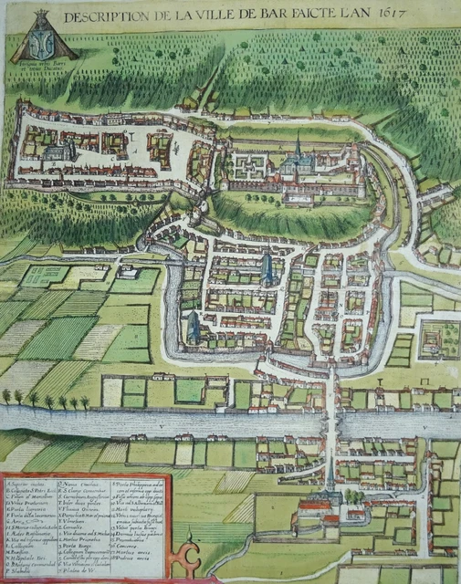 FRANCE, BAR-LE-DUC, LORRAINE, carte par Braun & Hogenberg, 1617 ...