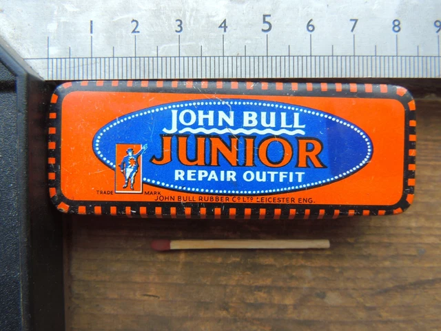 FLICKZEUGDOSE &JOHN BULL&, orange, 40er/50er/60er Jahre, vintage repair ...