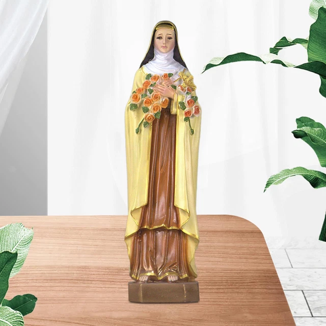 FIGURINE EN RÉSINE Sainte Thérèse 30 cm statue catholique pour étagère église bureau à domicile ...