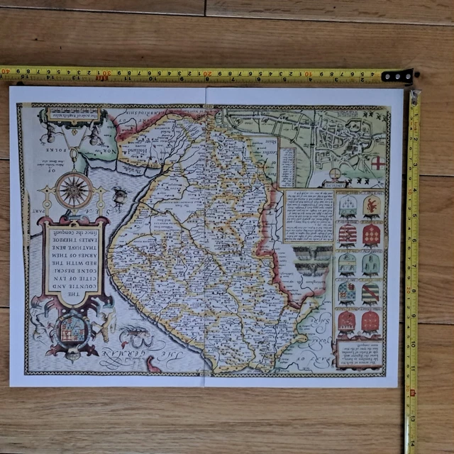 TUDOR MAP OF Lincolnshire by John Speed £4.35 - PicClick UK