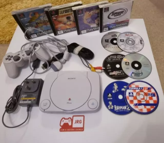SONY PLAYSTATION PS1 PS One Console Bundle 10 Games SCPH-102 Rayman 2 ...