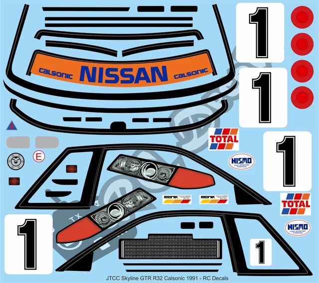 1/10 DECAL JTCC Set Nissan Skyline GT-R Calsonic R32 1991 Tamiya TA01 TA02 TT01 £24.00 - PicClick UK