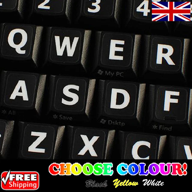 ENGLISH US LARGE LETTER Non-Transparent Keyboard Stickers Laptop PC 4 ...
