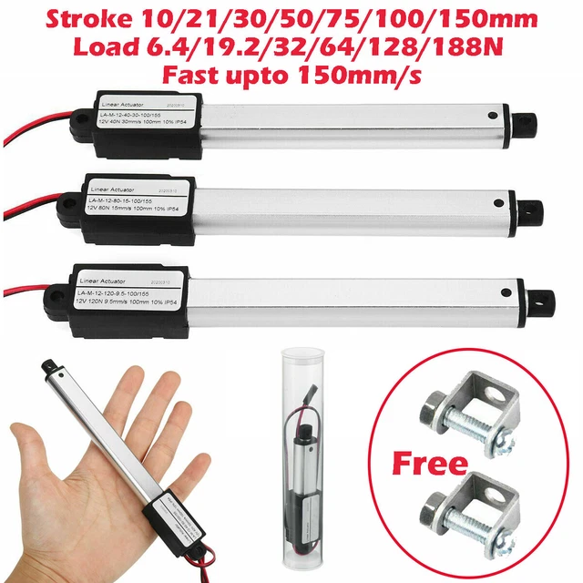 MICRO MINI ELECTRIC Linear Actuator DC 12V 10MM 100MM 6.4N 188N Fast ...