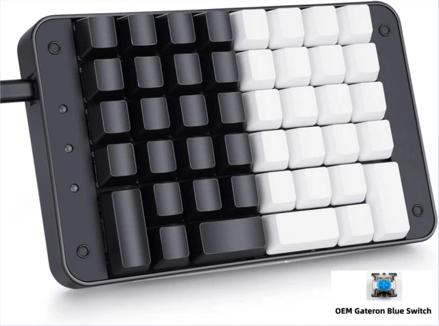 SINGLE-HANDED 44 KEYS Programmable Mechanical Keyboard OEM Gateron Blue ...