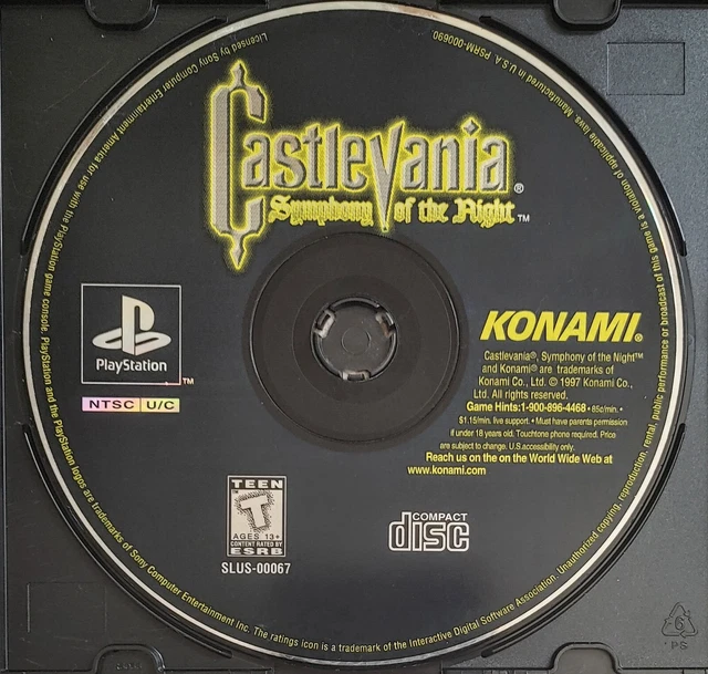 CASTLEVANIA: SYMPHONY OF the Night PlayStation 1 PS1 Black label Disc ...